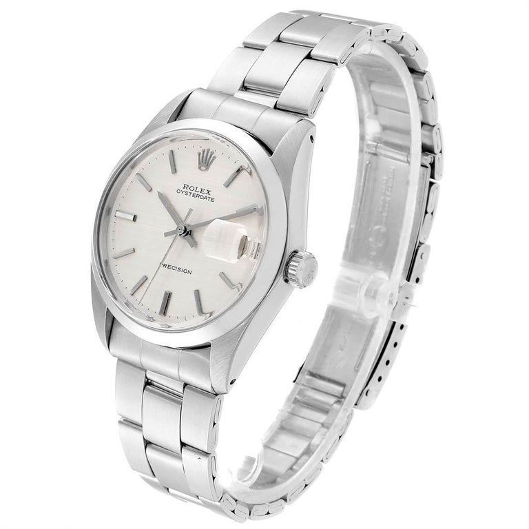 Rolex OysterDate Precision Linen Dial Steel Vintage Men's Watch 6694 ...