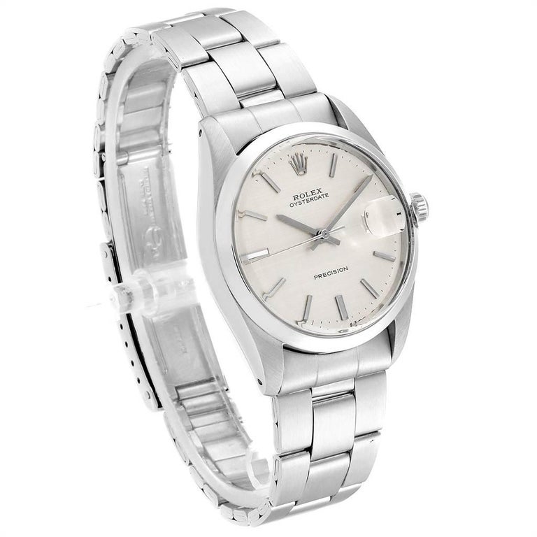Rolex OysterDate Precision Linen Dial Steel Vintage Men's Watch 6694 ...