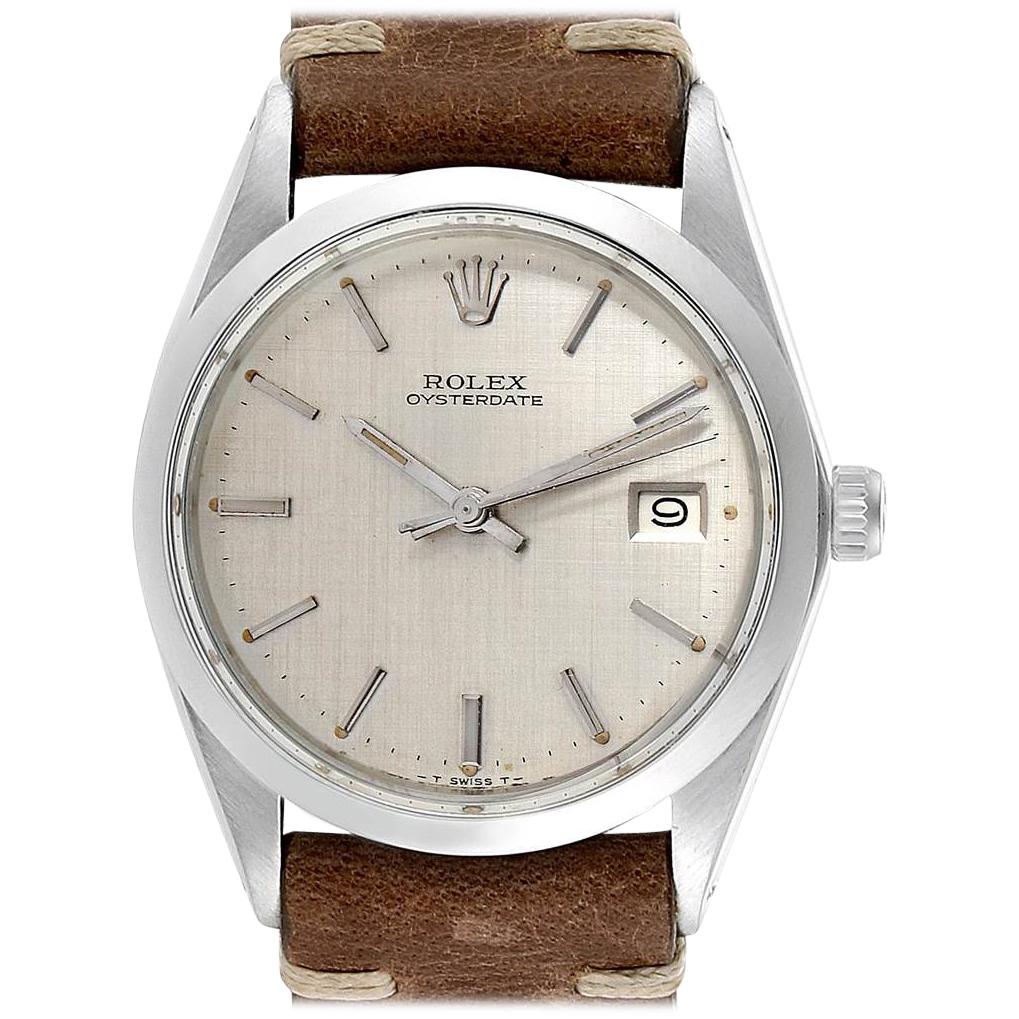 Rolex OysterDate Precision Linen Dial Steel Vintage Men's Watch 6694 ...