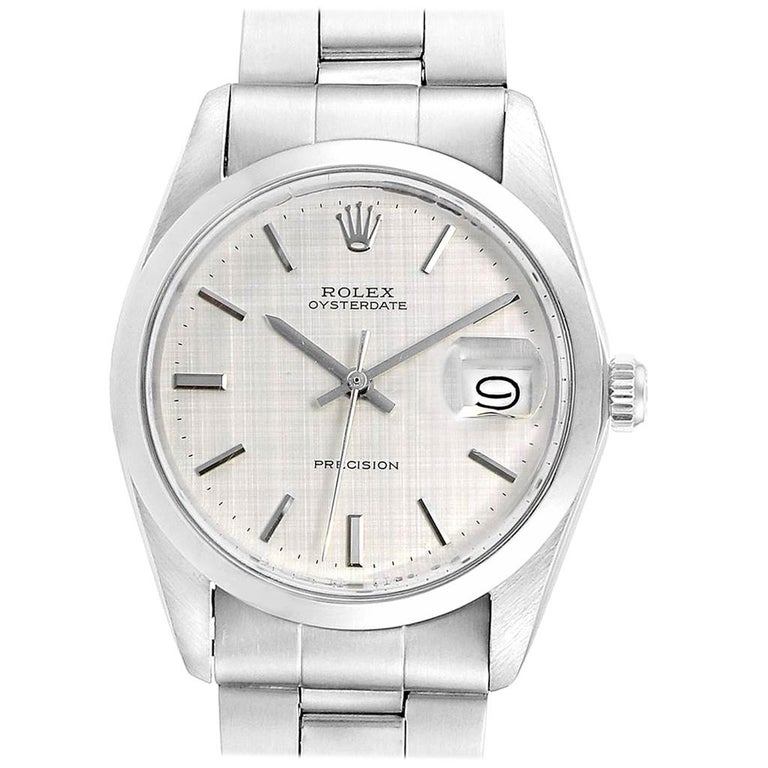 Rolex OysterDate Precision Linen Dial Steel Vintage Men's Watch 6694 ...
