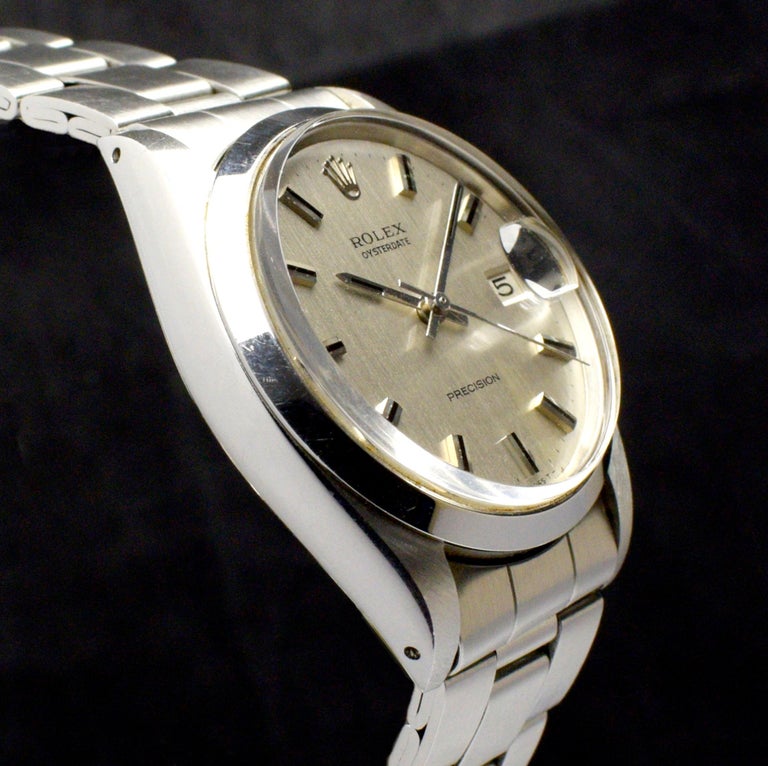Rolex Oysterdate Precision Silver Dial Manual Wind 6694 Steel Watch ...