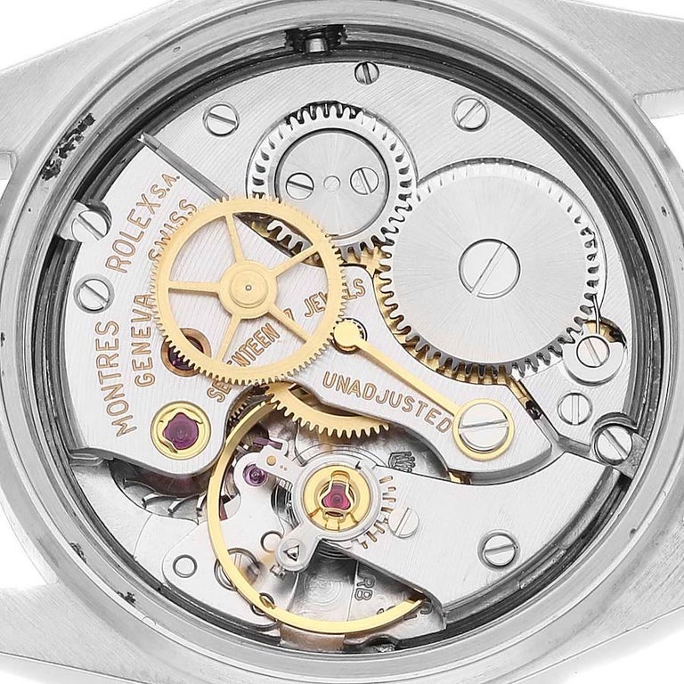 Rolex OysterDate Precision Silver Dial Midsize Steel Vintage Watch 6466 ...