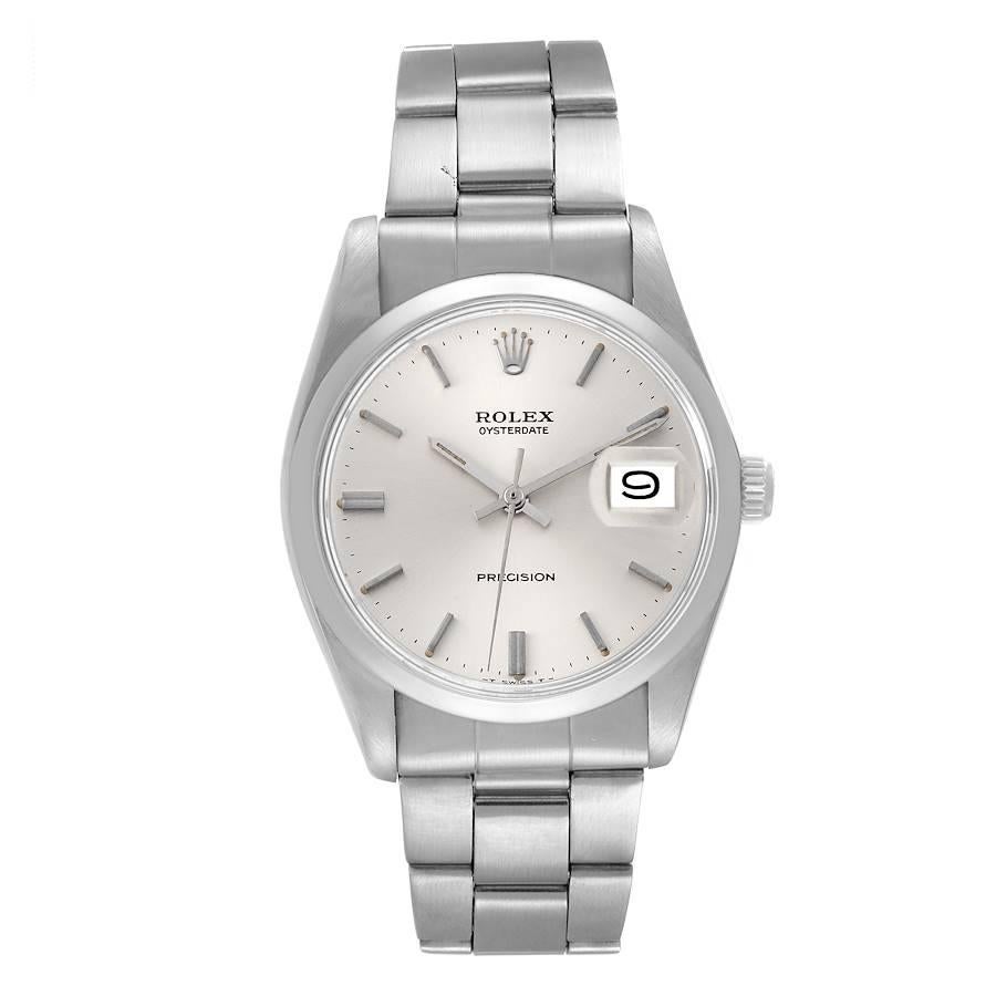 Rolex OysterDate Precision Silver Dial Steel Vintage Mens Watch 6694 at ...
