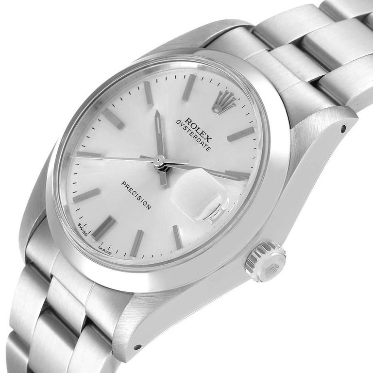 Rolex OysterDate Precision Silver Dial Steel Vintage Mens Watch 6694 at ...