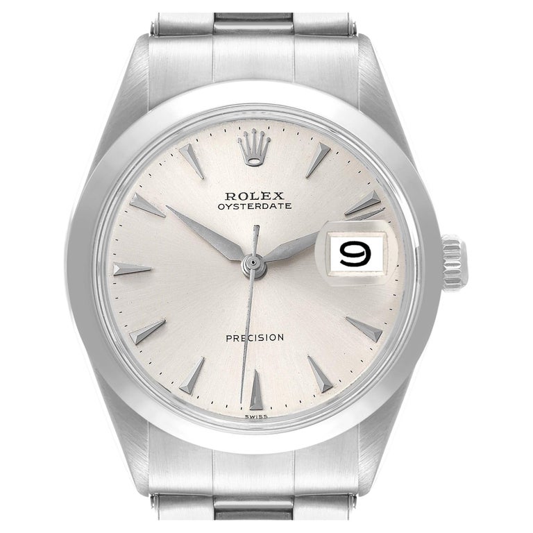 Rolex OysterDate Precision Silber Zifferblatt Stahl Vintage Herrenuhr ...
