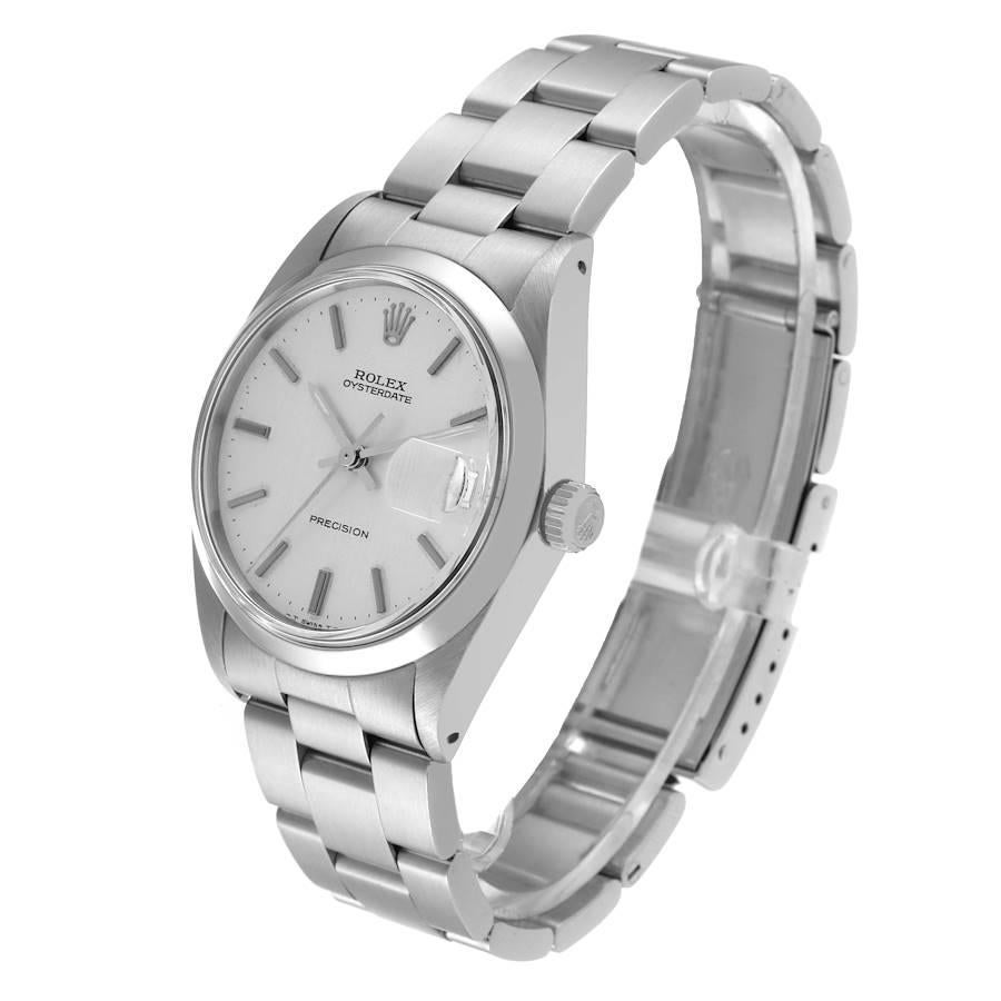 Rolex OysterDate Precision Silver Linen Dial Steel Vintage Mens Watch ...