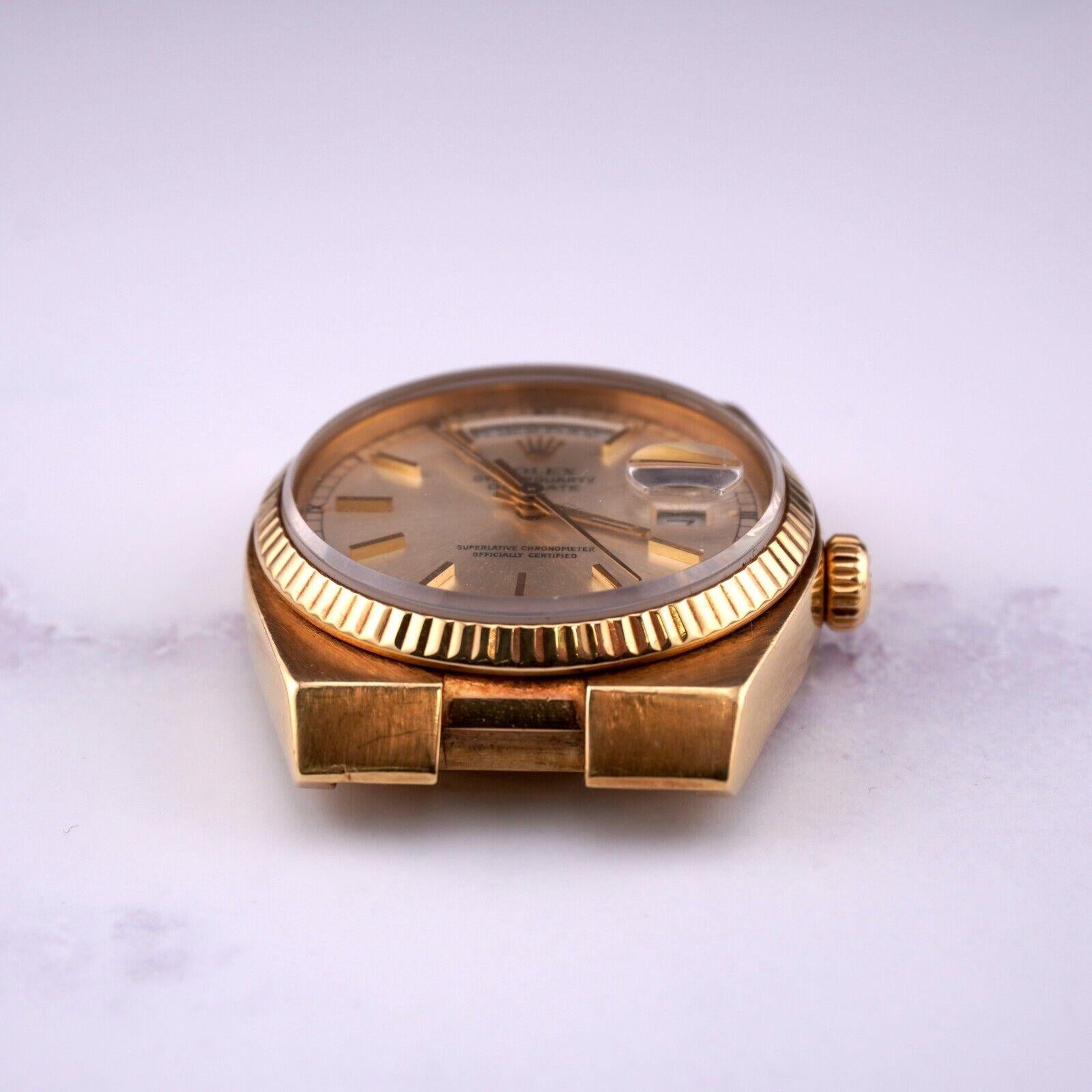 Rolex OysterQuartz Day-Date 36mm 18k Yellow Gold Mens Watch Silver Dial ...