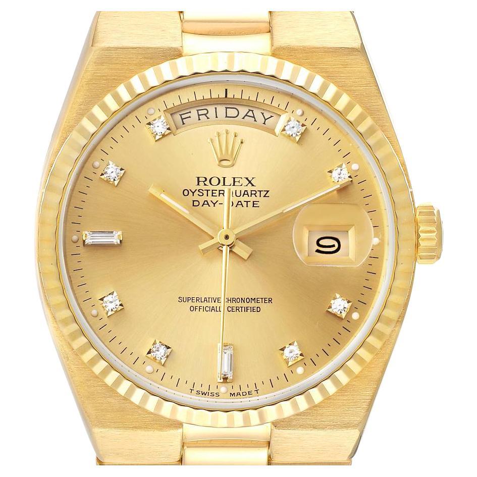 Rolex Oysterquartz President Day-Date Yellow Gold Diamond Watch 19018 ...