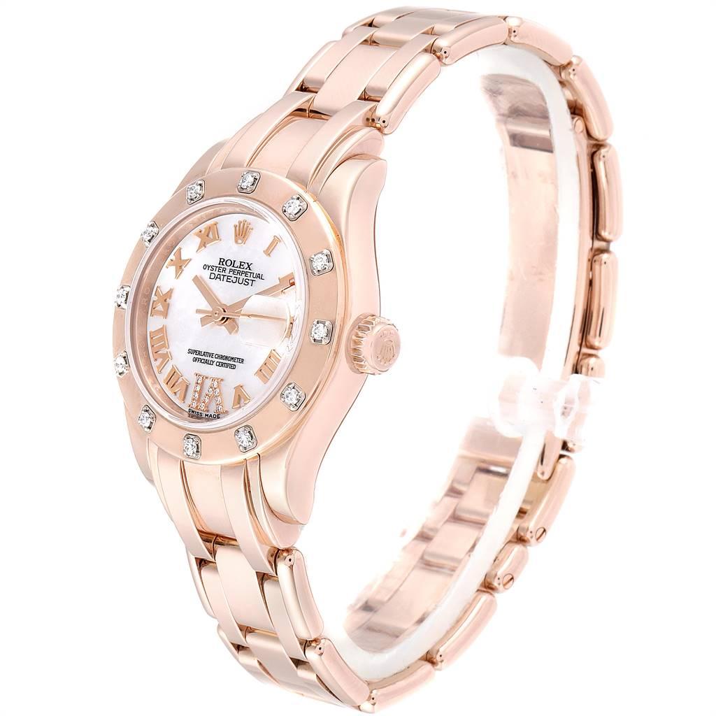 Rolex Pearlmaster Rose Gold Mother of Pearl Diamond Ladies Watch 80315 ...