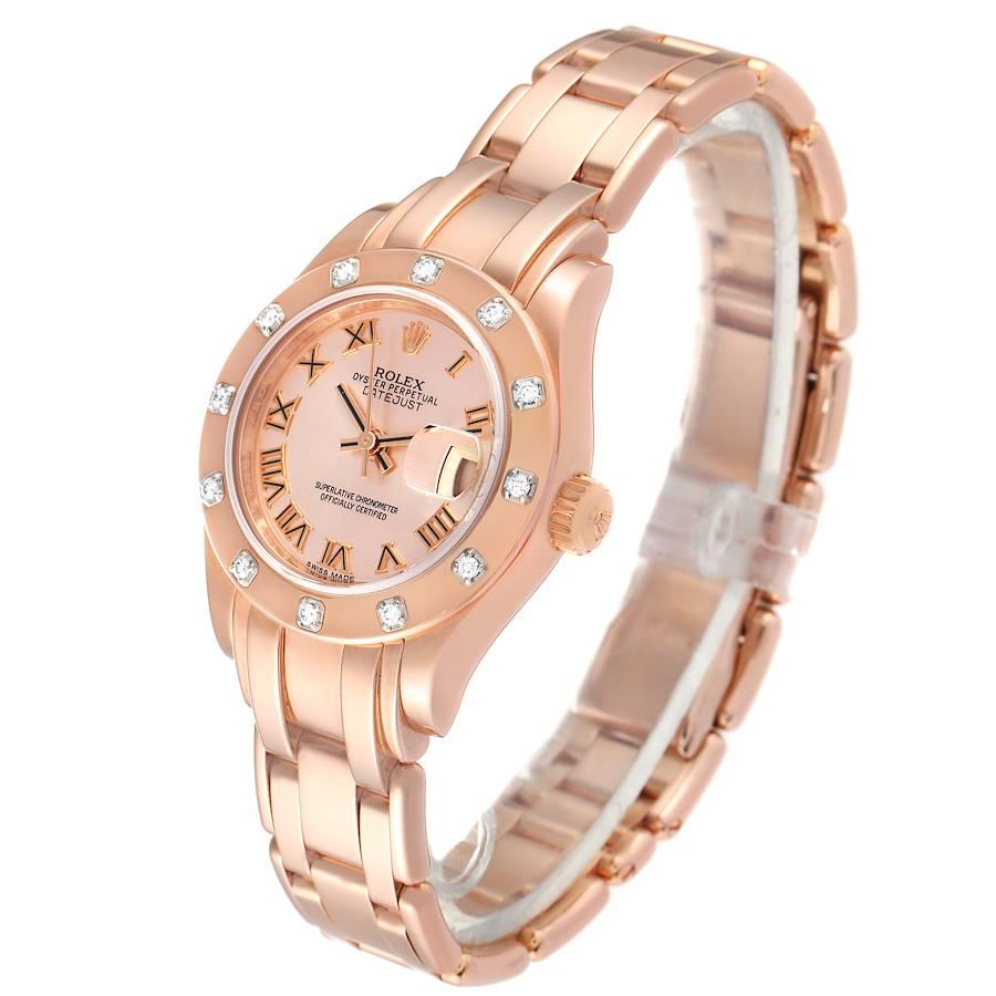 Rolex Pearlmaster Rose Gold Rose Roman Dial Diamond Ladies Watch 80315 ...