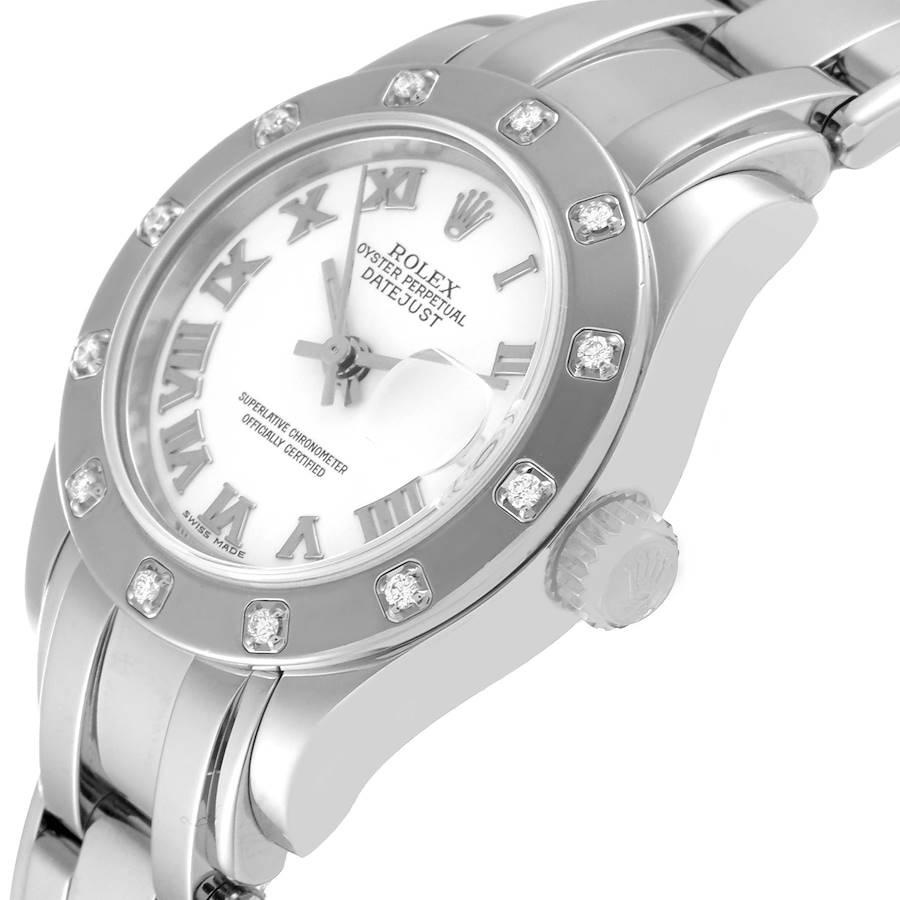 Rolex Pearlmaster White Gold Diamond Bezel Ladies Watch 80319 Box ...