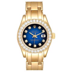 Rolex Yellow Gold Diamond Pearlmaster Masterpiece Midsize Wristwatch ...