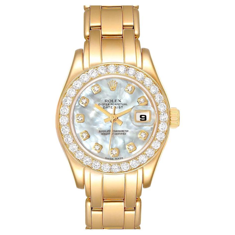 Rolex President Ladies 18 Karat Gold Mother of Pearl Diamond Watch ...