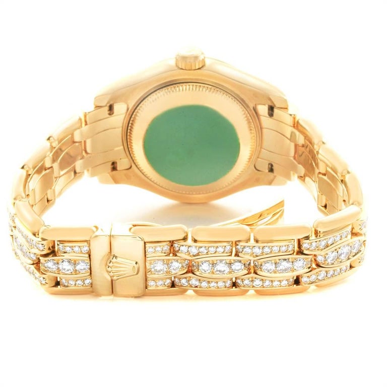 Rolex Pearlmaster Yellow Gold Triple Row Diamond Bracelet Watch 69298 ...