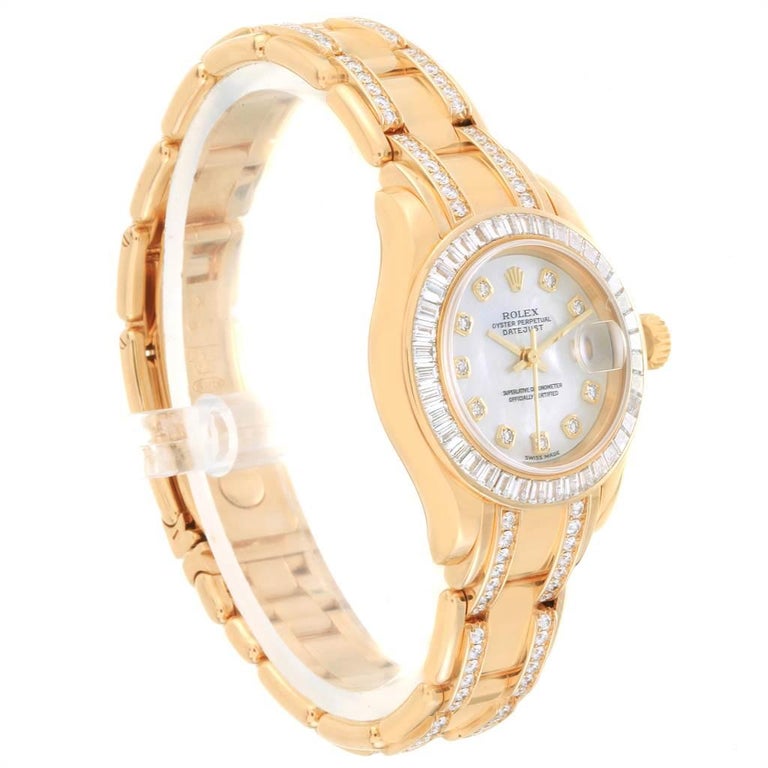 Rolex Pearlmaster Yellow Gold Two-Row Diamond Bracelet Ladies Watch ...