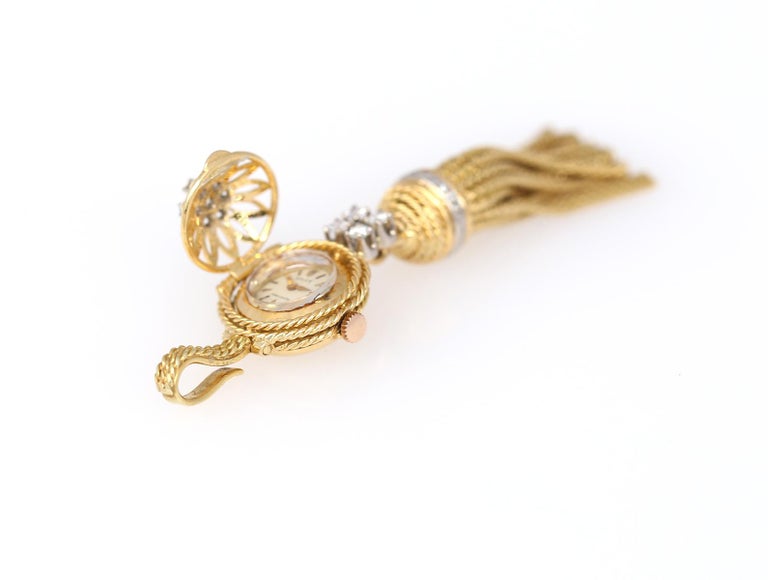 Rolex Pendant Watch 18K Gold Diamonds Signed, 1955 For Sale at 1stDibs