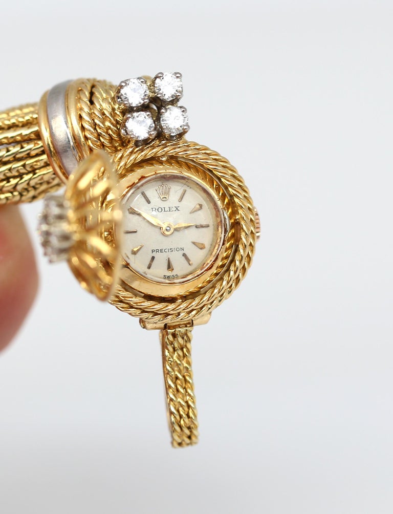 Rolex Pendant Watch 18K Gold Diamonds Signed, 1955 at 1stDibs