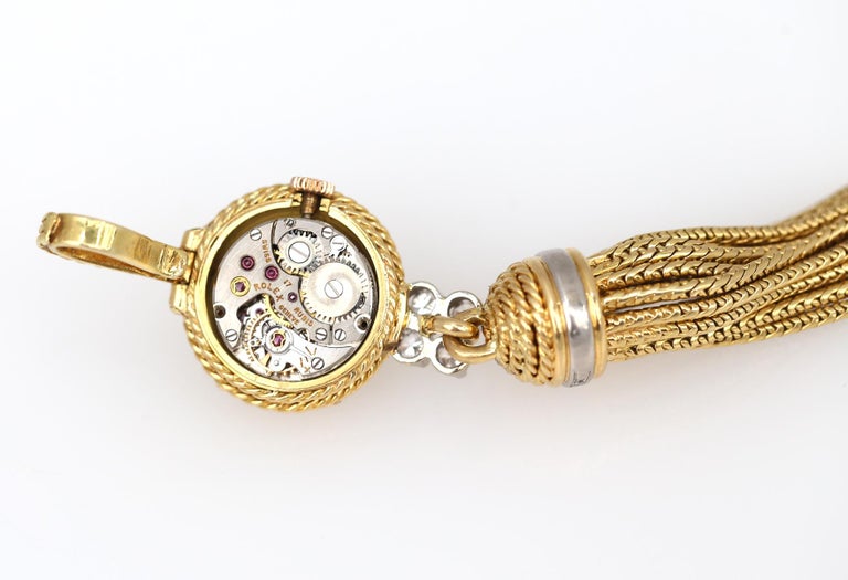 Rolex Pendant Watch 18K Gold Diamonds Signed, 1955 at 1stDibs