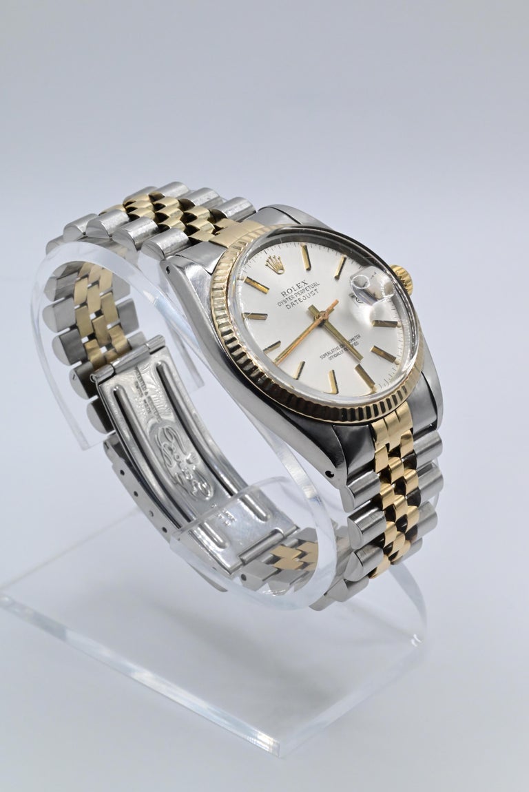 Rolex Perpetual Oyster Two Tone Watch Silver Dial at 1stDibs