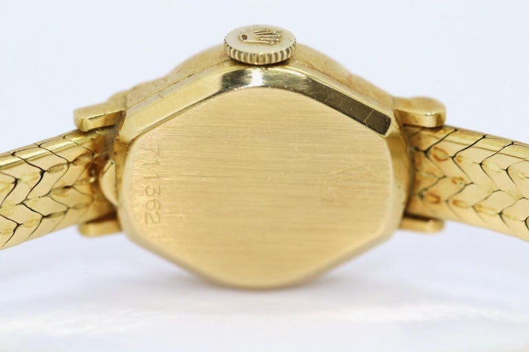 Rolex Precision 18 Karat Gold Ladies Wrist Watch For Sale at 1stDibs