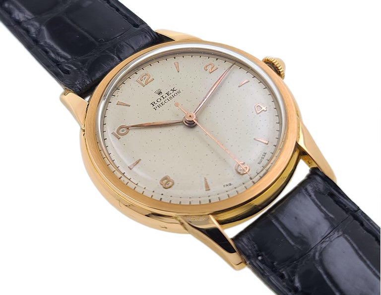 Rolex Precision 18k Rose Gold Dress Watch 3745 Cal 710 Superbalance Pre ...