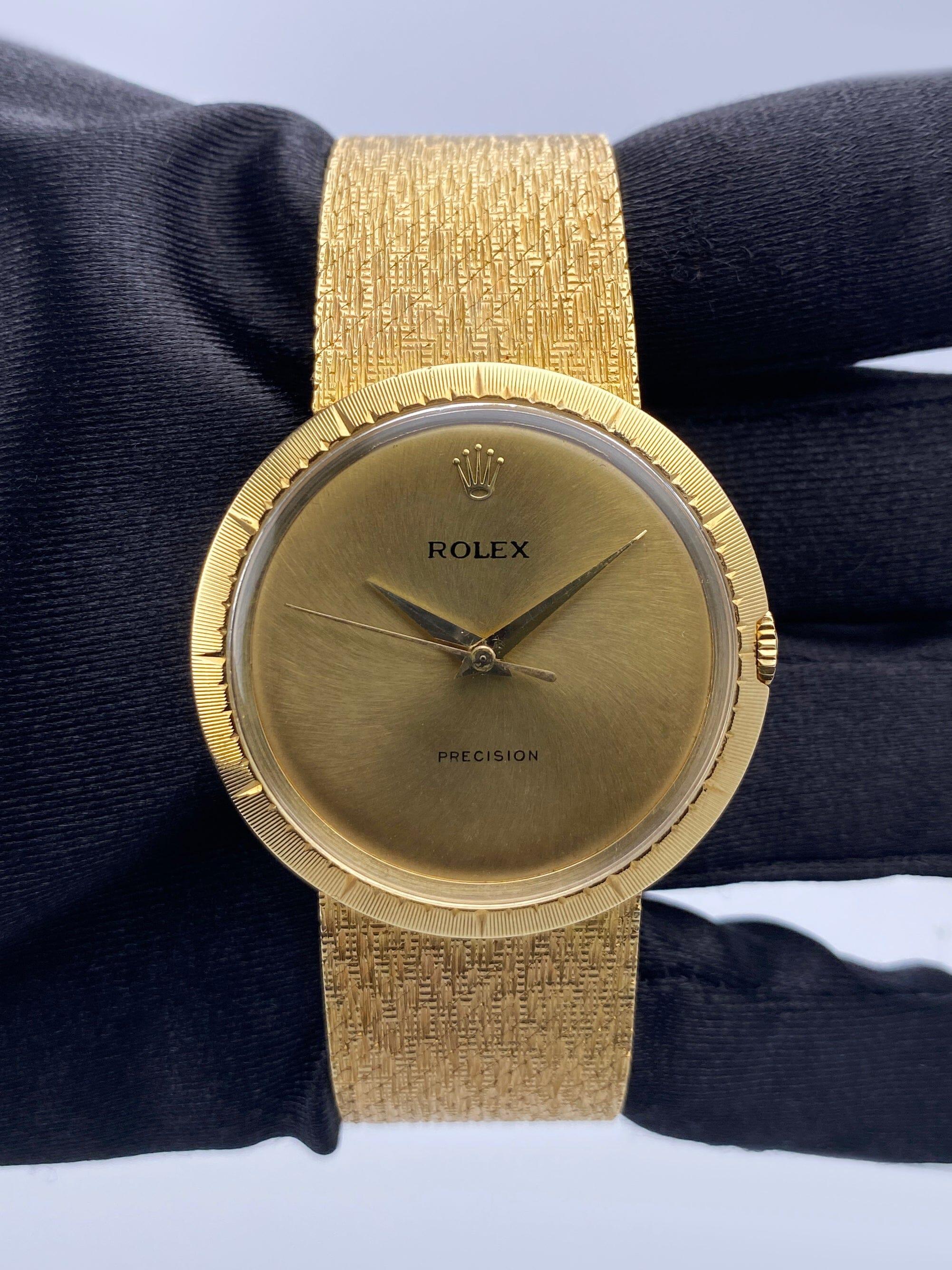 Rolex Precision 9919 Champagne Dial 18k Yellow Gold Vintage Watch For ...