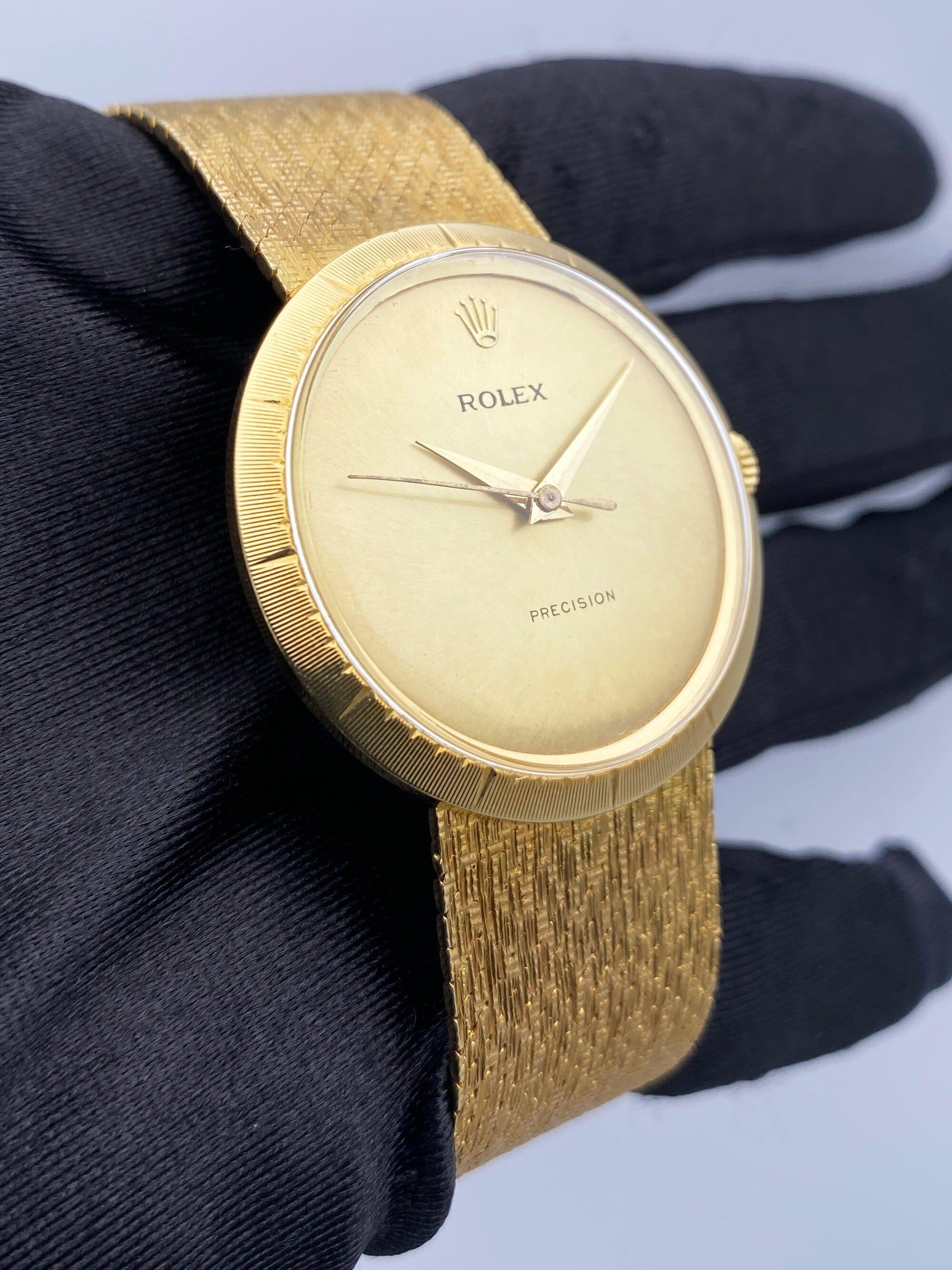 Rolex Precision 9919 Champagne Dial 18k Yellow Gold Vintage Watch For ...