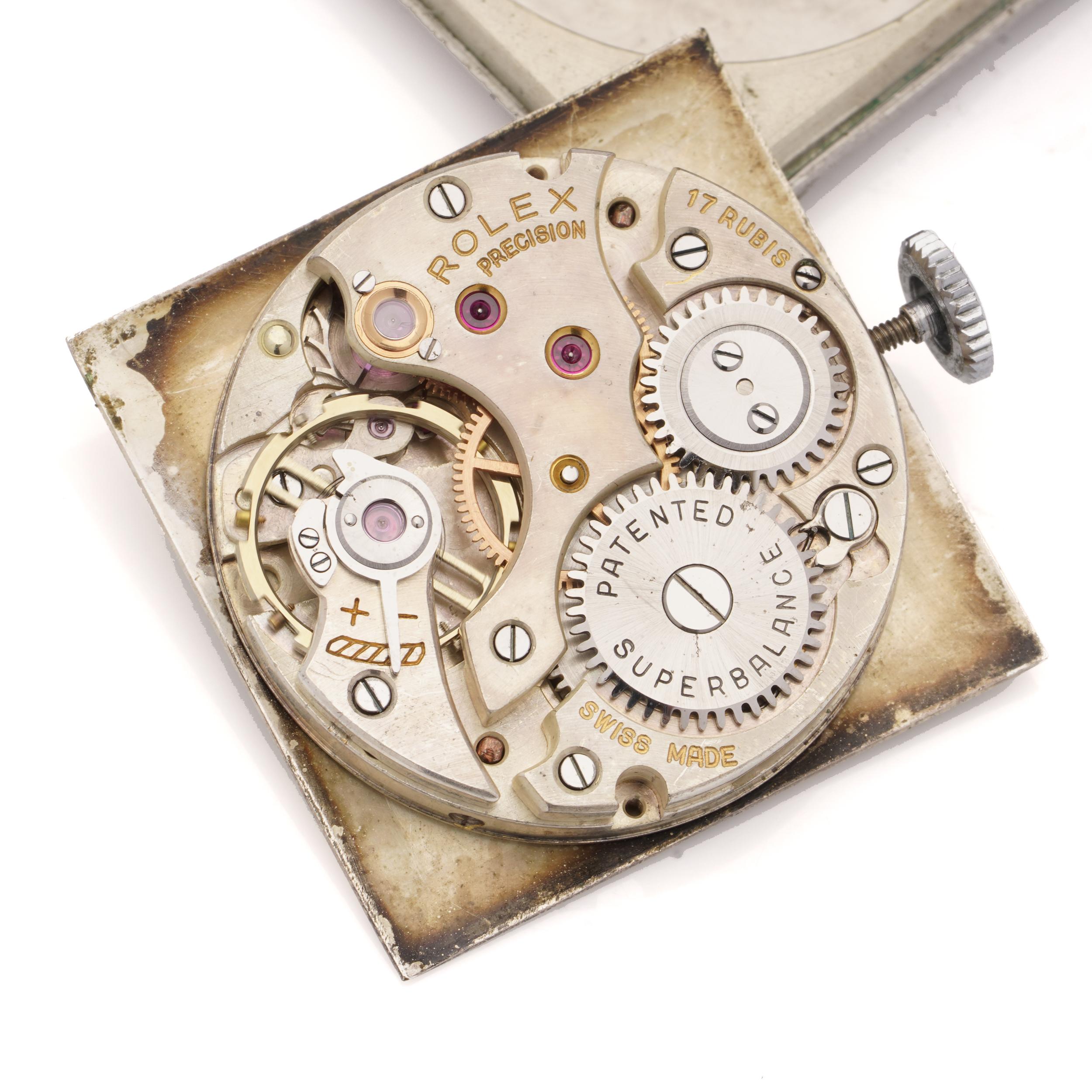 Rolex Precision Post-War Square shaped Stainless Steel men's wristwatch ...