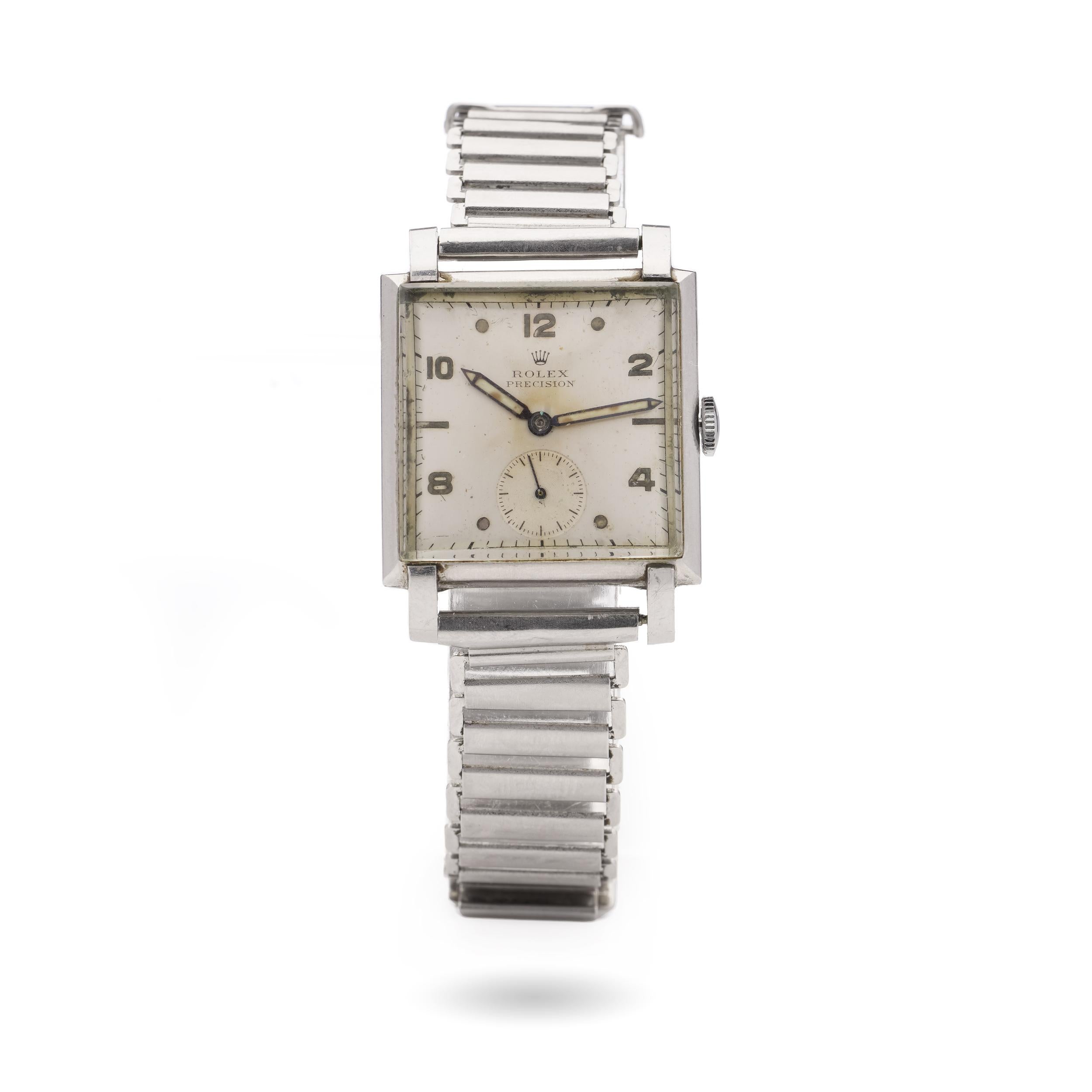 Rolex Precision Post-War Square shaped Stainless Steel men's wristwatch ...