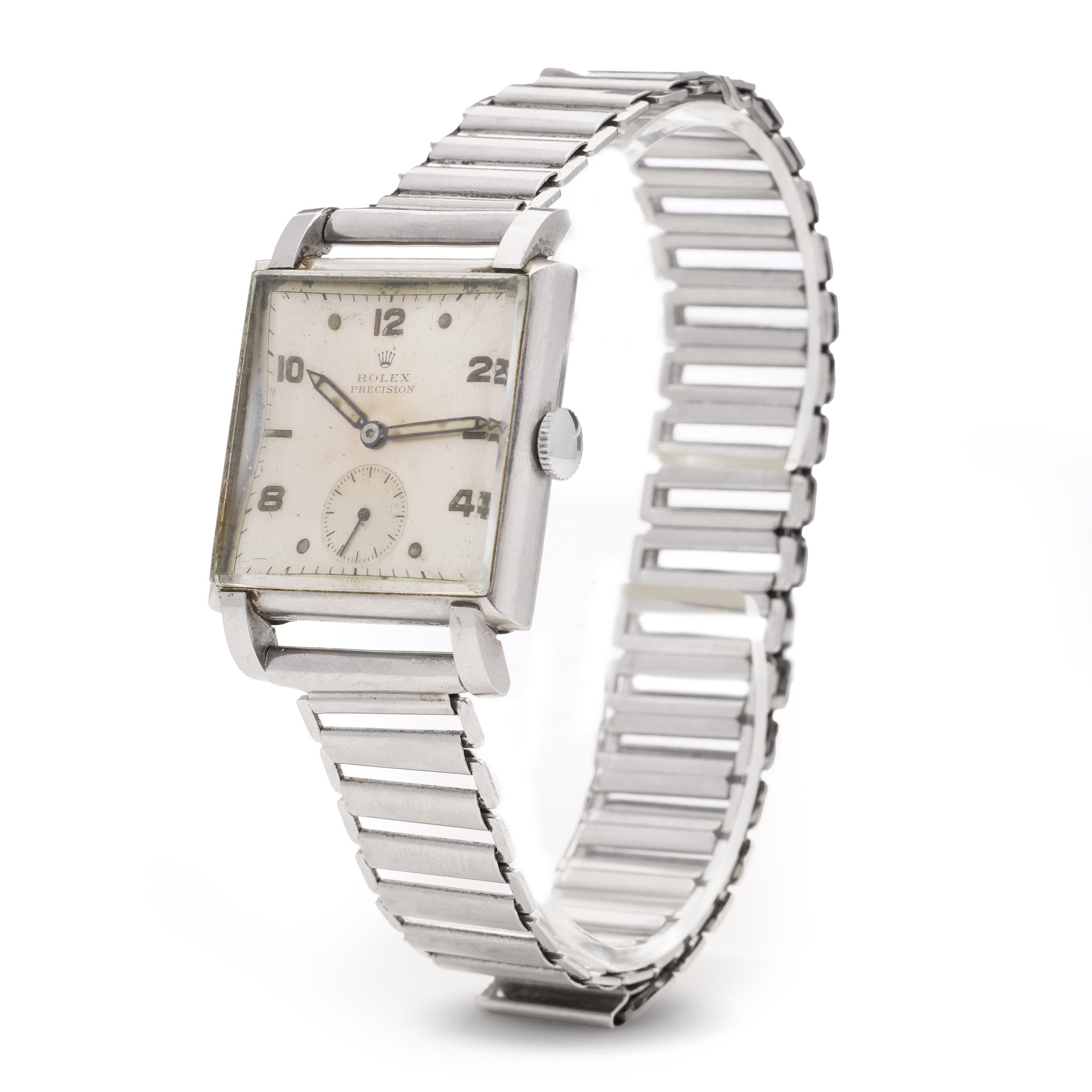 Rolex Precision Post-War Square shaped Stainless Steel men's wristwatch ...