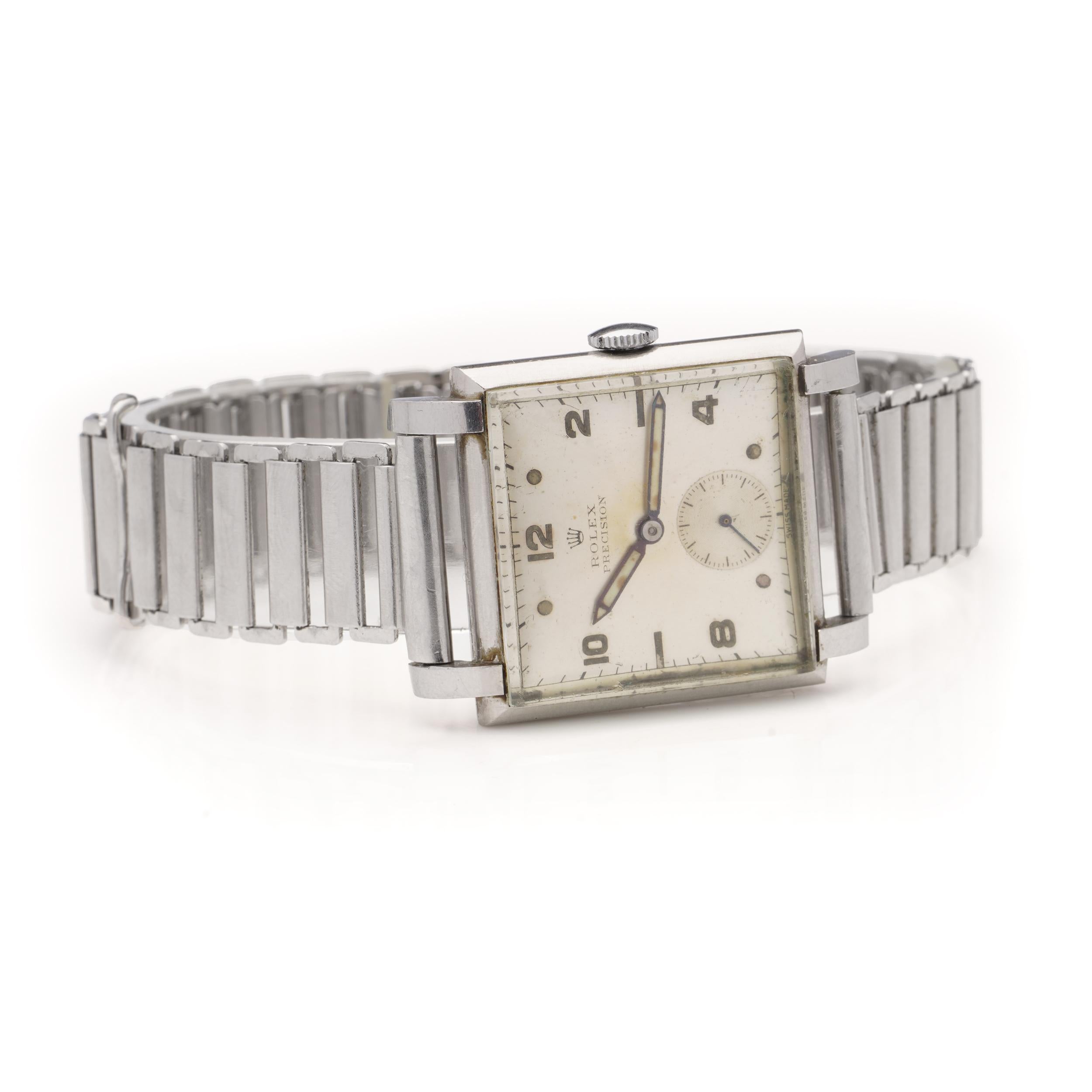 Rolex Precision Post-War Square shaped Stainless Steel men's wristwatch ...