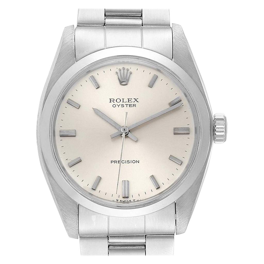 Rolex Precision Vintage Stainless Steel Silver Dial Men’s Watch 6426 ...