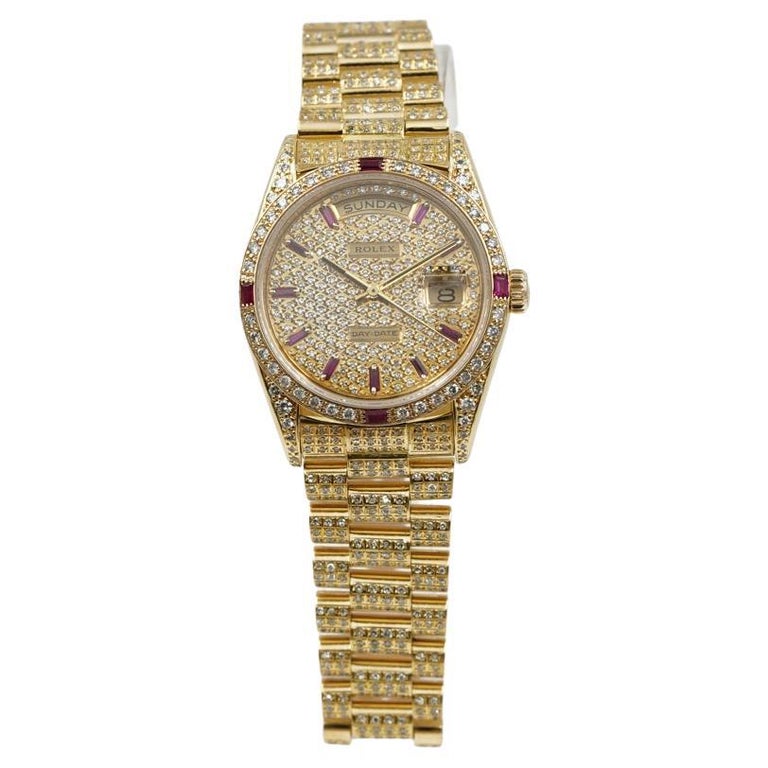 Rolex President 18238 Custom Diamonds and Rubies 36mm Day-Date 18k ...