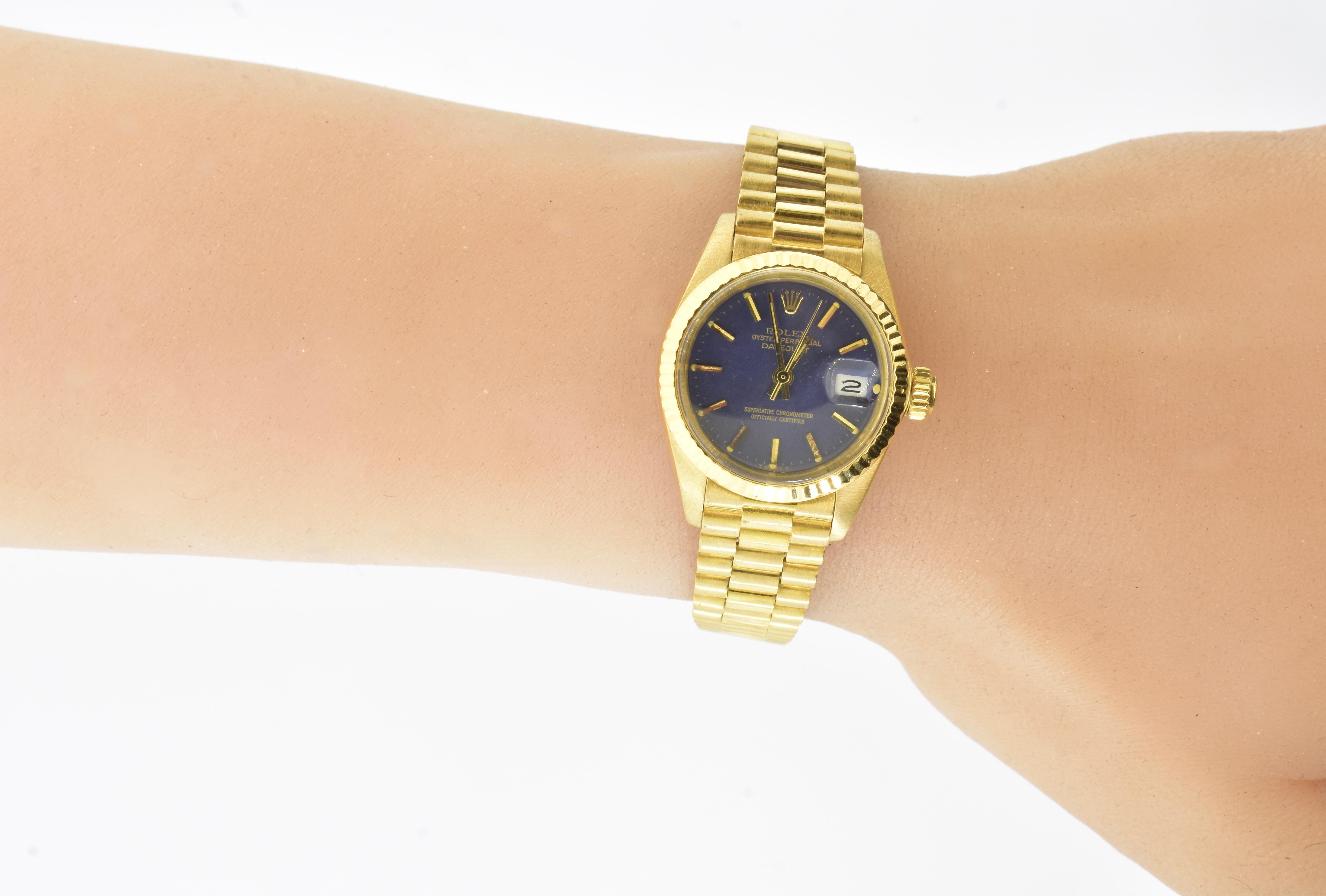 Rolex President 18k Yellow Gold Ladies Oyster Perpetual Datejust ...
