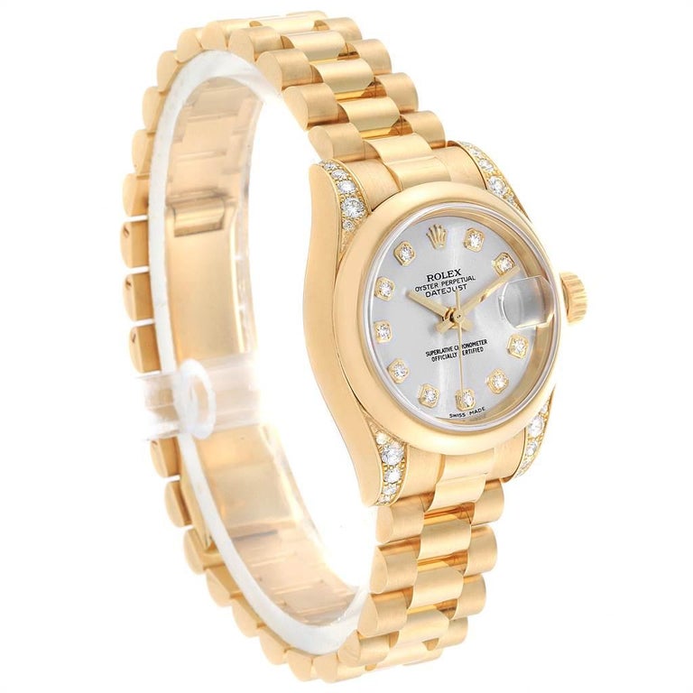 Rolex President Crown Collection 18 Karat Yellow Gold Diamond Watch ...