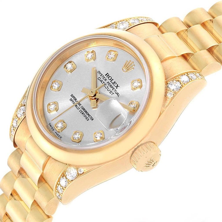 Rolex President Crown Collection 18 Karat Yellow Gold Diamond Watch ...