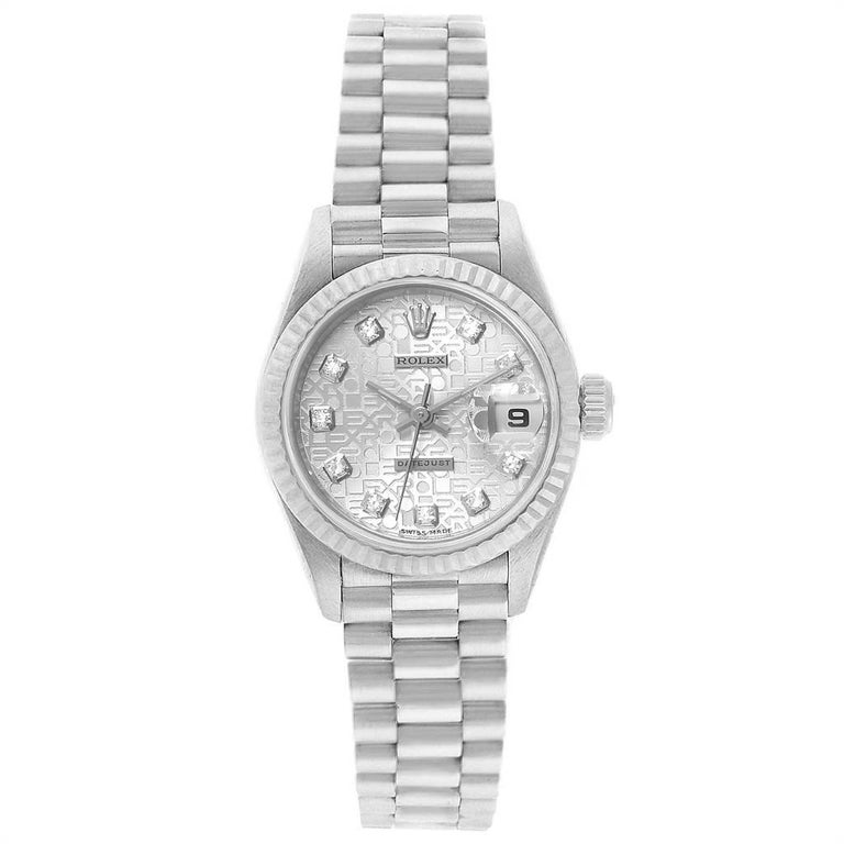 Rolex President Datejust 26 White Gold Diamond Ladies Watch 69179 For ...