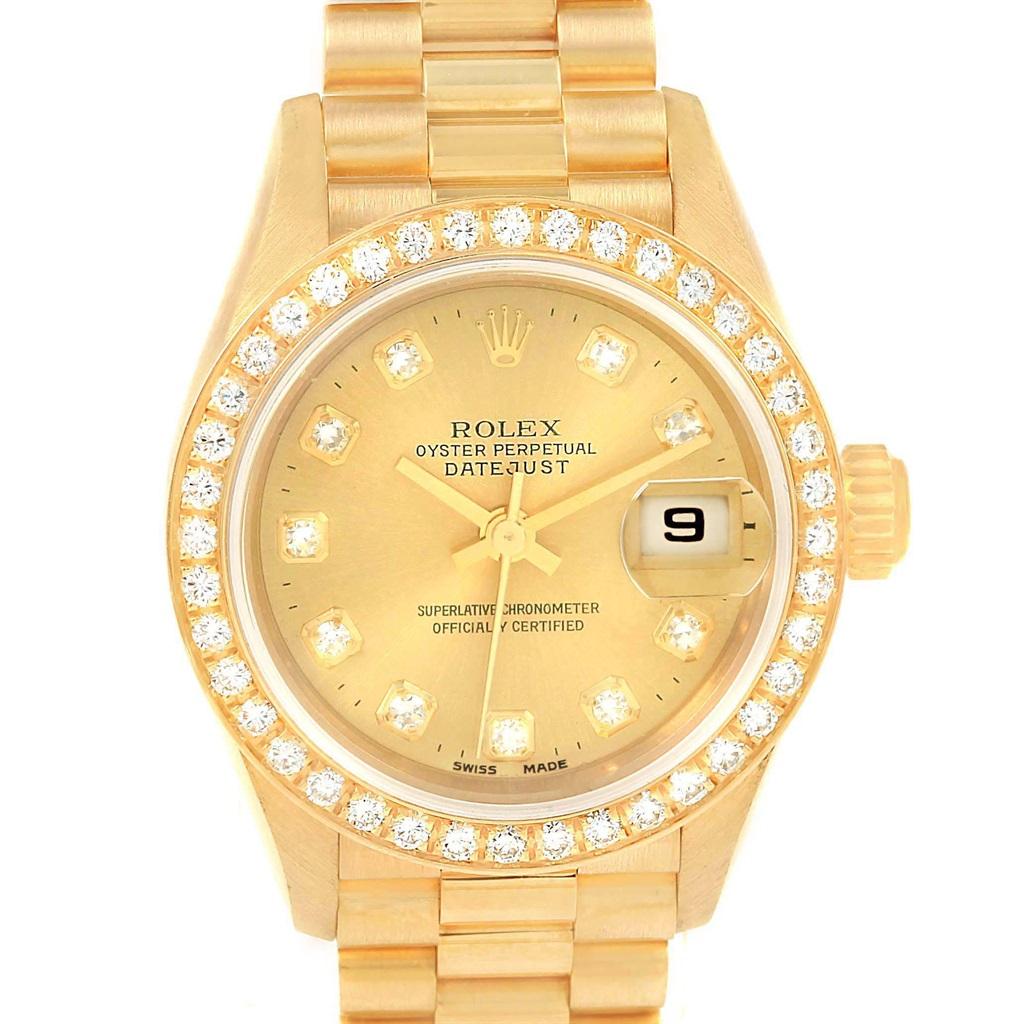 Rolex President Datejust 26 Yellow Gold Diamond Ladies Watch 69138 For ...
