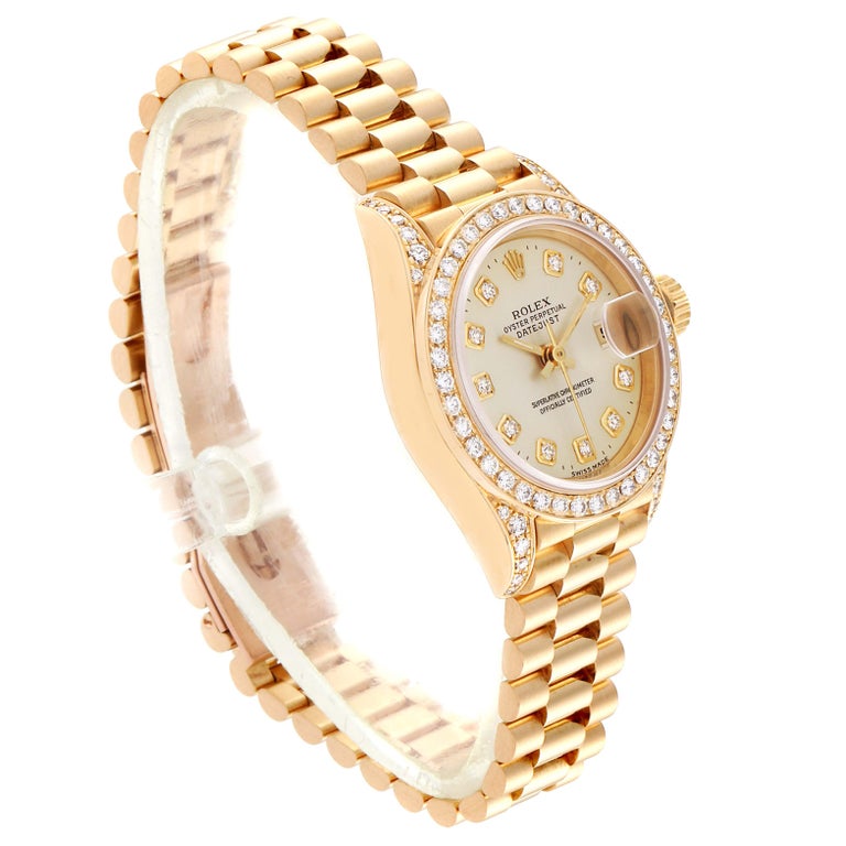 Rolex President Datejust Yellow Gold Diamond Ladies Watch 69238 For ...