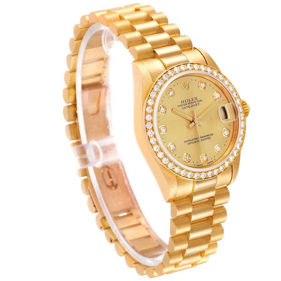 Rolex President Datejust 31 Midsize Yellow Gold Diamond Ladies Watch ...