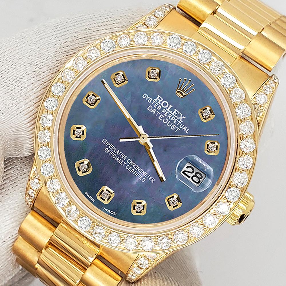 Rolex President Datejust 31mm 2.3CT Diamond Bezel/Lugs/Black Pearl Dial ...