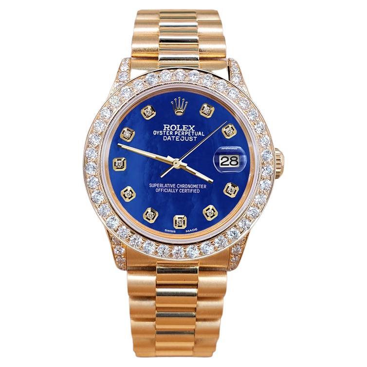 Rolex President Datejust 31mm 2.3CT Diamond Bezel/Lugs/Royal Blue MOP ...