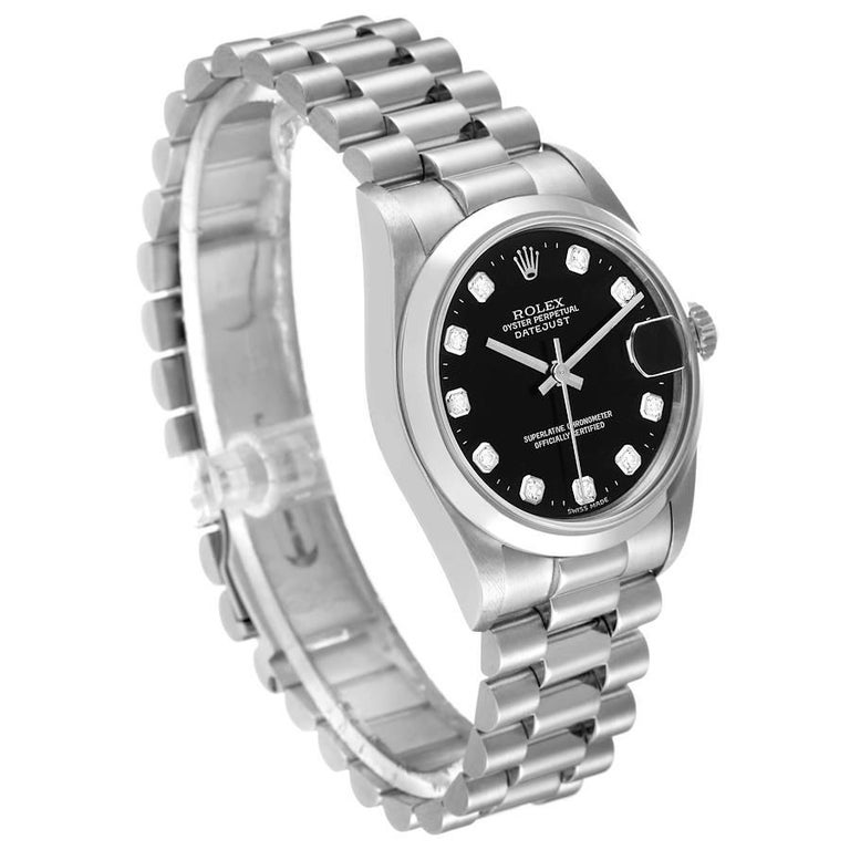 Rolex President Datejust Midsize Platinum Diamond Ladies Watch 78246 ...
