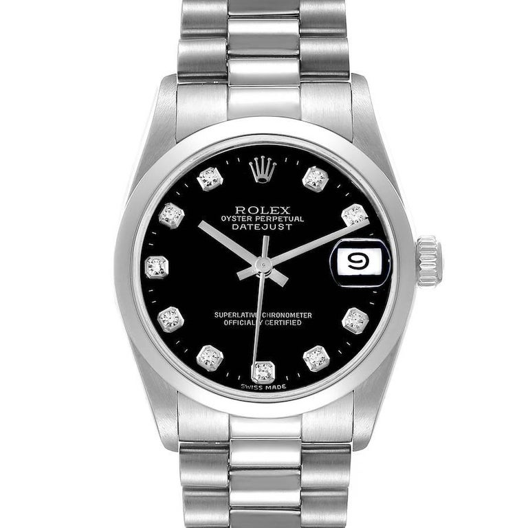 Rolex President Datejust Midsize Platinum Diamond Ladies Watch 78246 ...