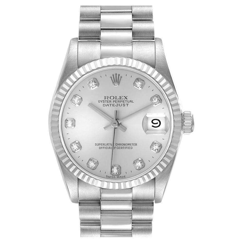 Rolex White Gold and Diamonds Lady Datejust President Wristwatch at 1stDibs