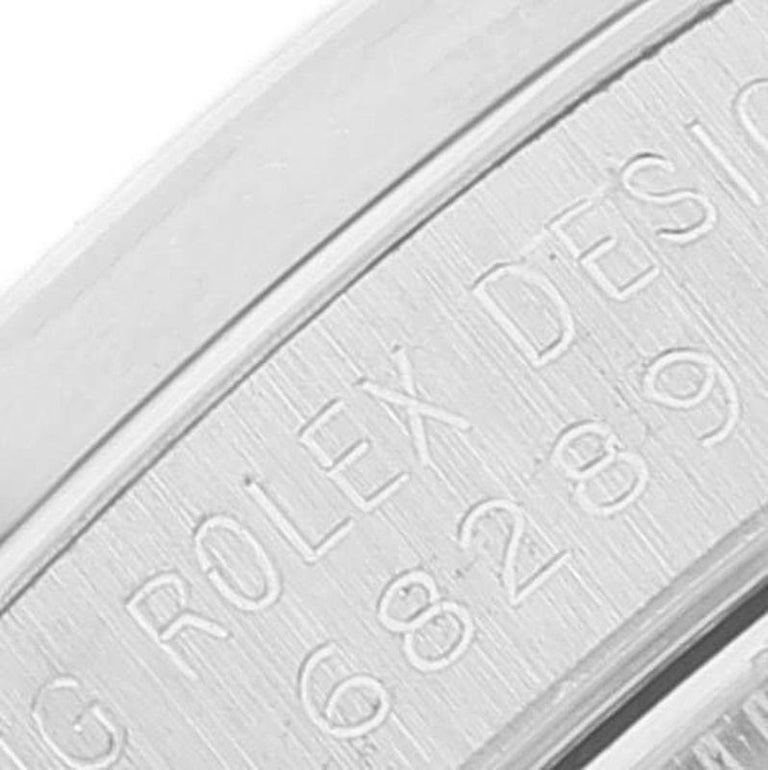 Rolex President Datejust Midsize White Gold Diamond Ladies Watch 68289 ...