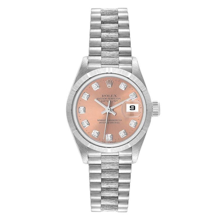 Rolex President Datejust White Gold Diamond Dial Ladies Watch 79279 Box ...