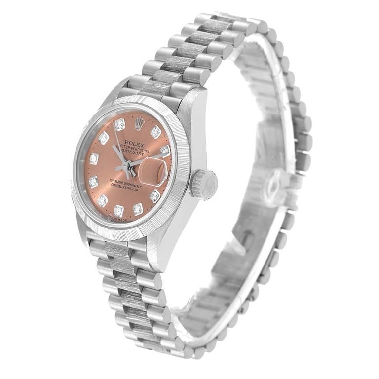Rolex President Datejust White Gold Diamond Dial Ladies Watch 79279 Box ...