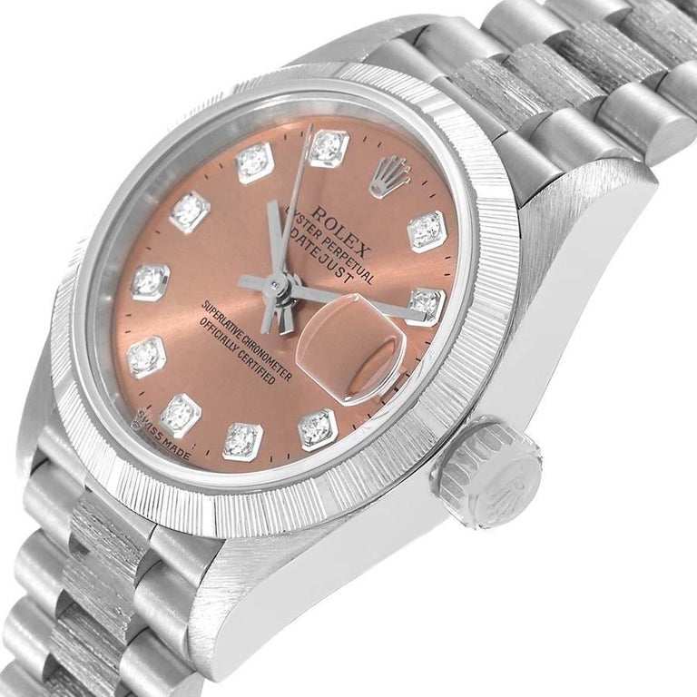 Rolex President Datejust White Gold Diamond Dial Ladies Watch 79279 Box ...