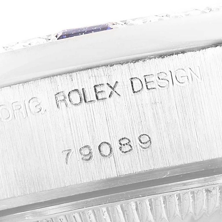 Rolex President Datejust White Gold Diamond Sapphire Ladies Watch 79089 ...